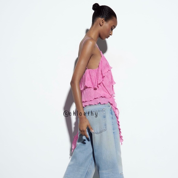 Zara | Tops | Zara Ruffled Pleated Top | Poshmark